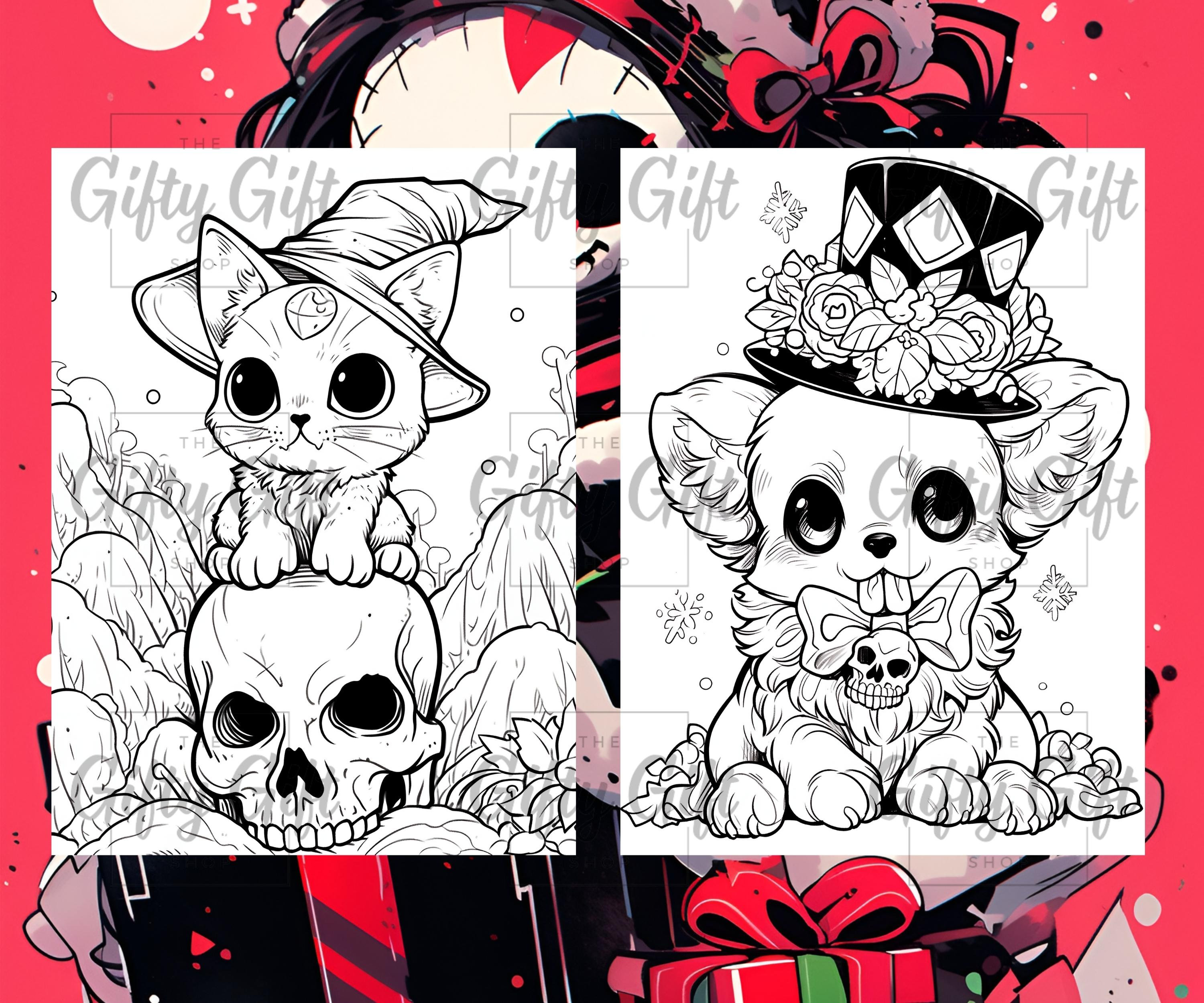 Creepy Kawaii Christmas Colouring Book, 40 Festive Colouring Pages ...