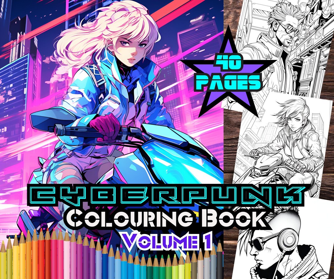 Cyberpunk Colouring Book, 40 Printable Colouring Pages for Adults and ...
