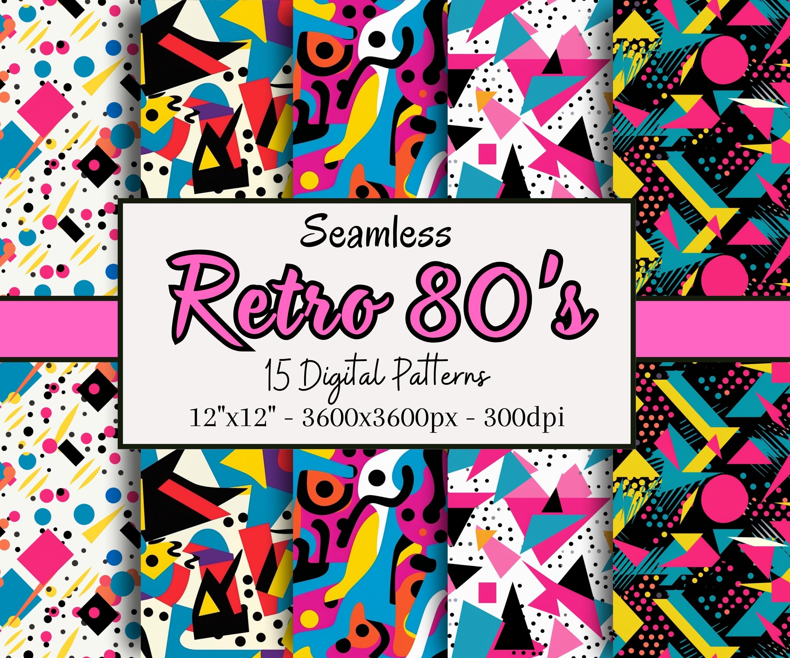 Retro 80's Patterns 15 Seamless Digital Papers of - Etsy
