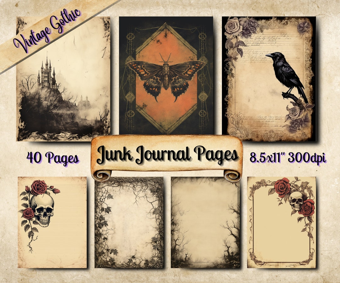 Gothic Junk Journal Pages, Vintage Gothic Scrapbooking Ephemera, 40 ...