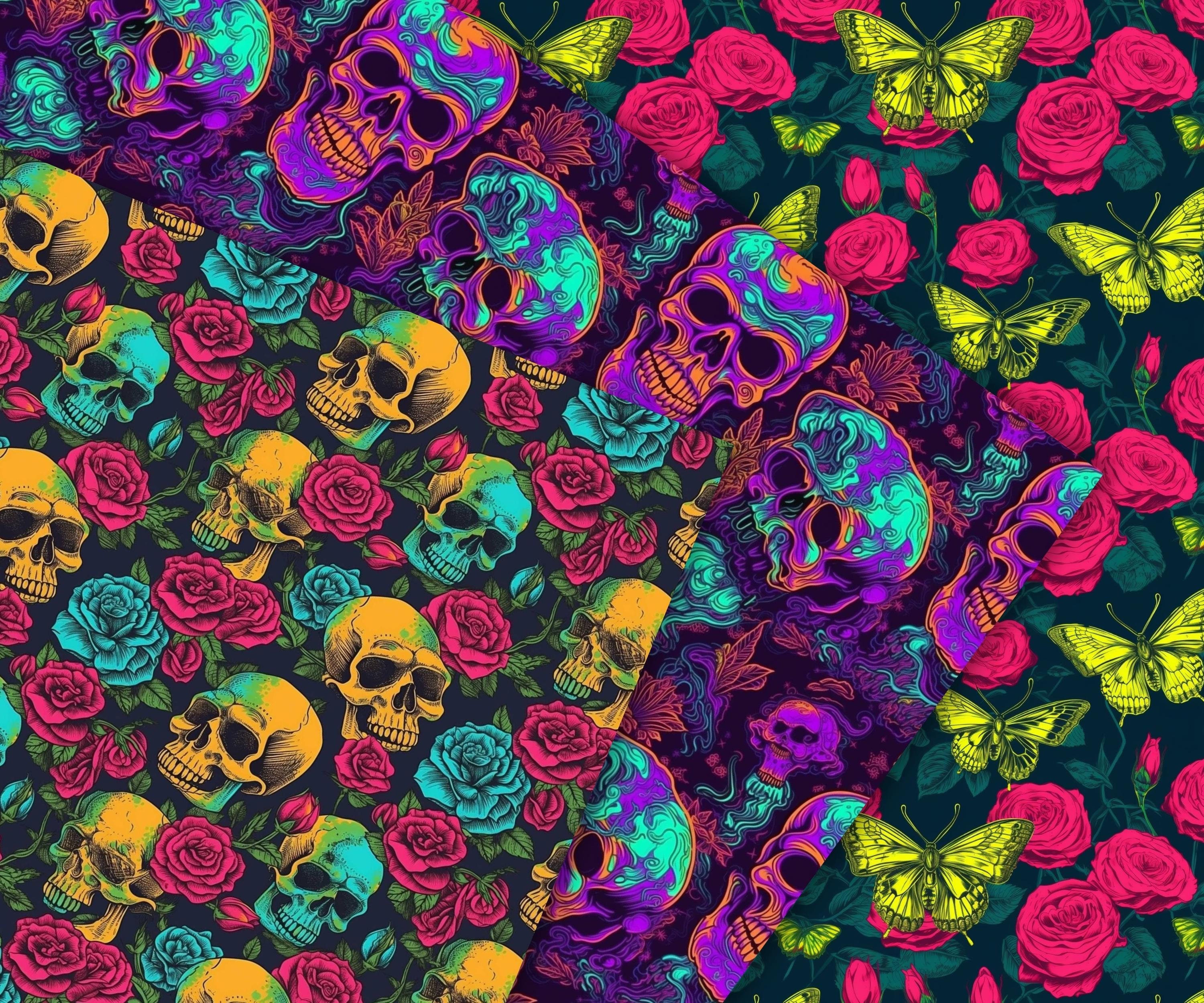 Vibrant Gothic Seamless Patterns, 20 Gothic Digital Papers in Vibrant ...