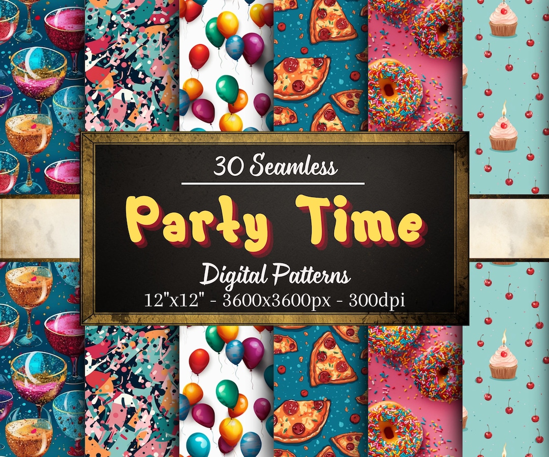 Party Paper Patterns, 30 Seamless Digital Backgrounds, New Year's Eve ...
