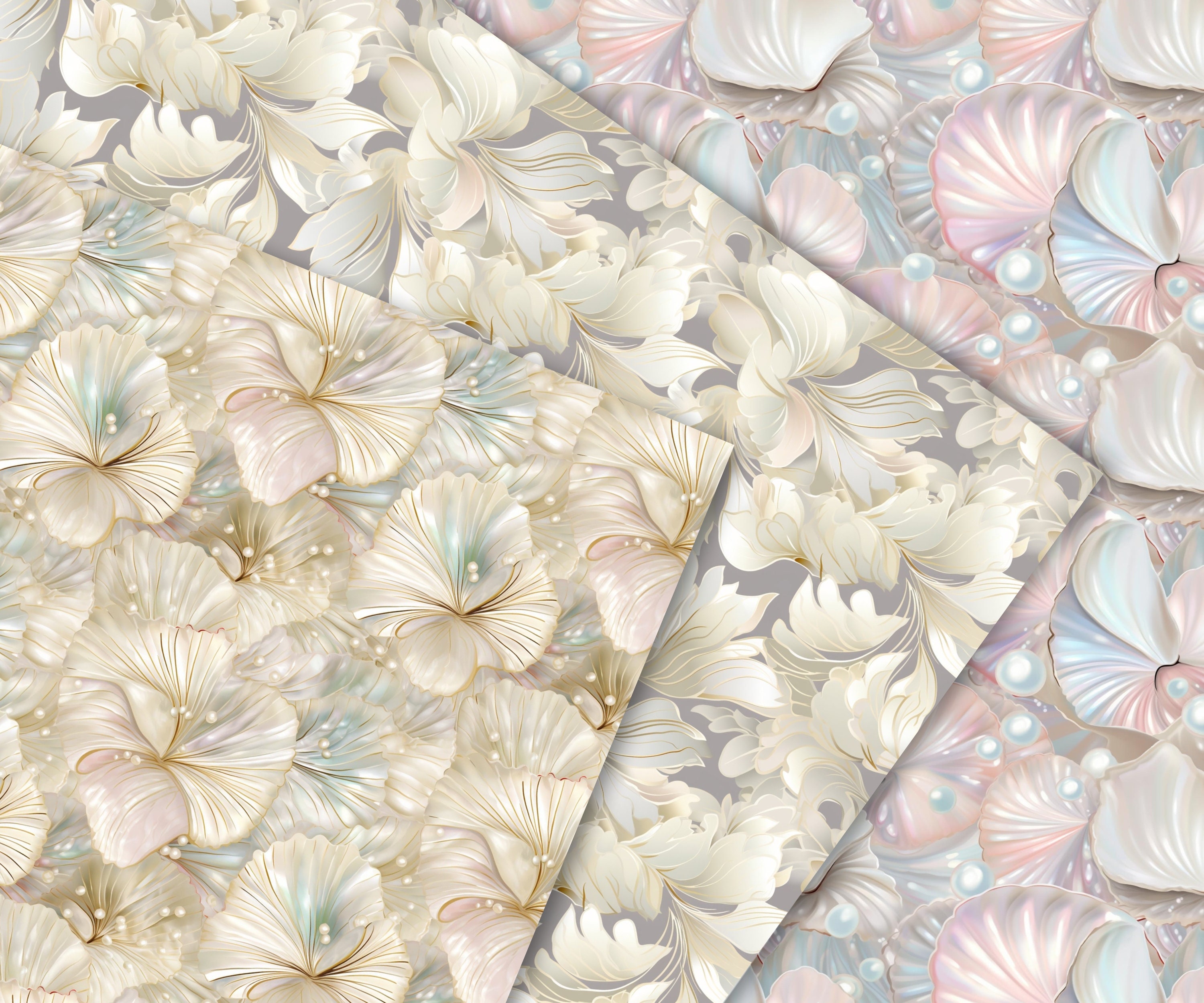 Mother of Pearl Patterns, 18 Elegant Seamless Digital Papers, Instant ...
