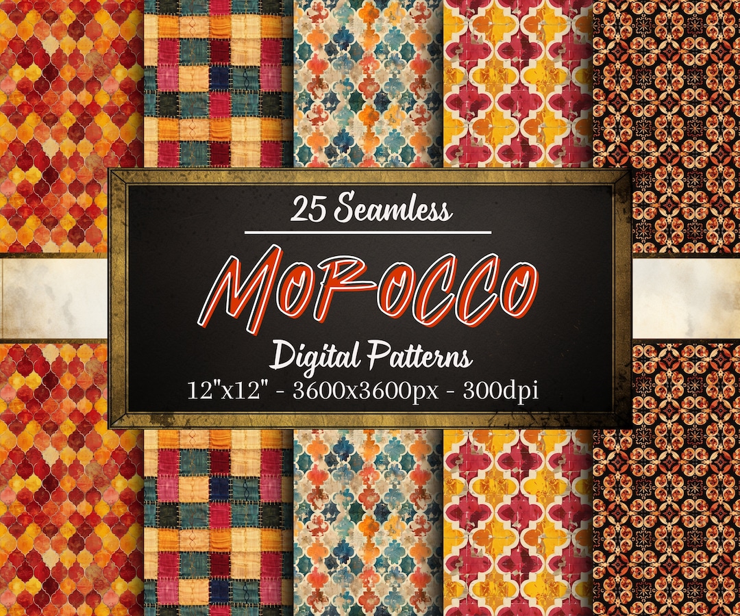 Moroccan Décor Patterns, 25 Moroccan Themed Digital Papers for Home ...