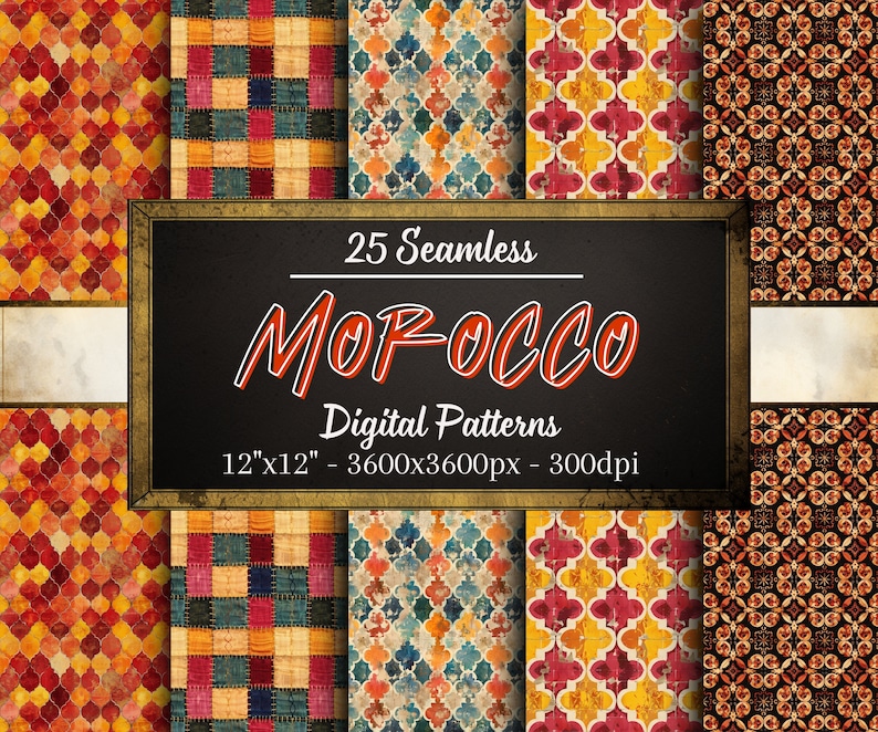 Moroccan Décor Patterns, 25 Moroccan Themed Digital Papers for Home ...
