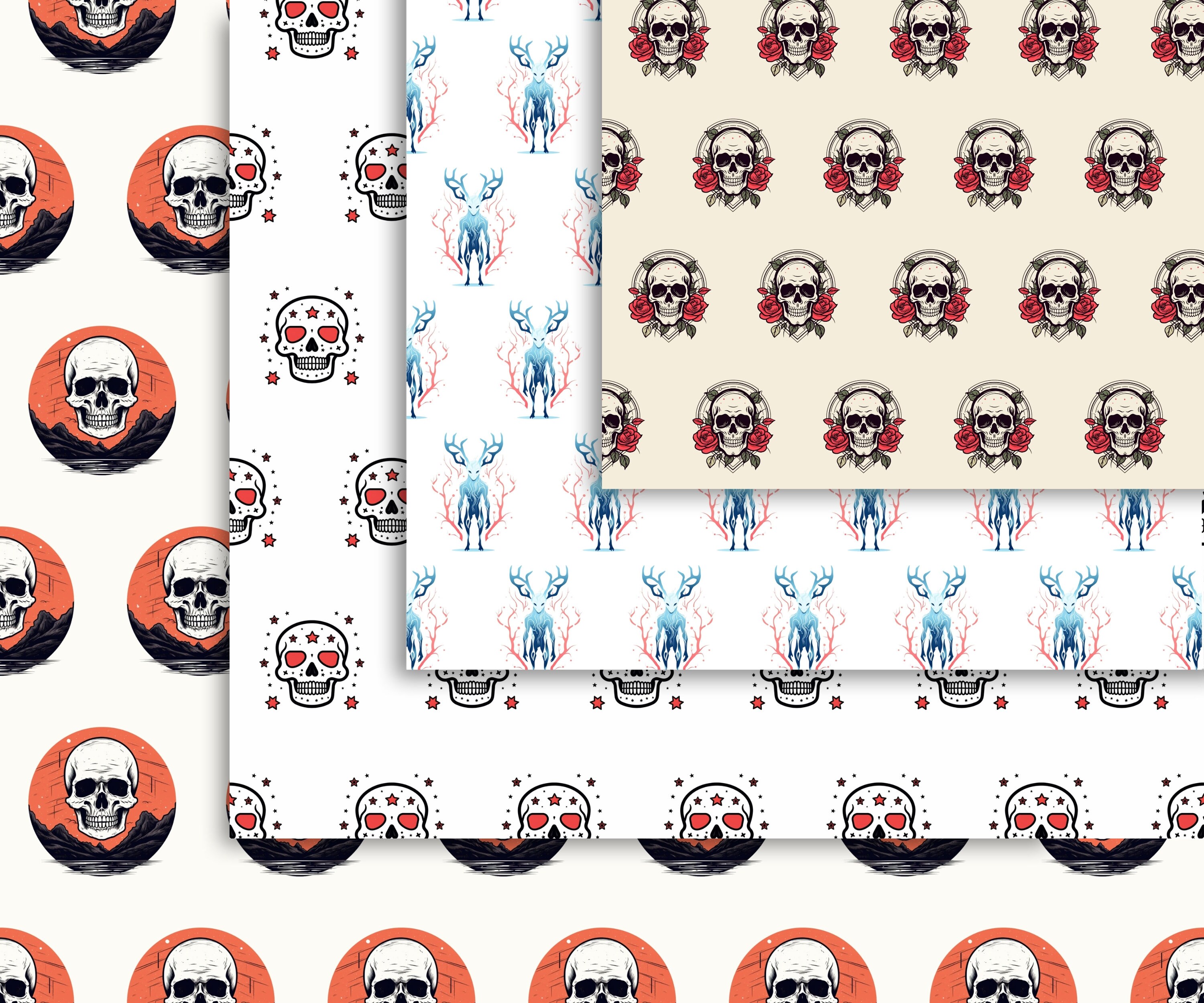 Gothic Kawaii Patterns, 20 Fun Gothic Themed Seamless Digital Papers ...