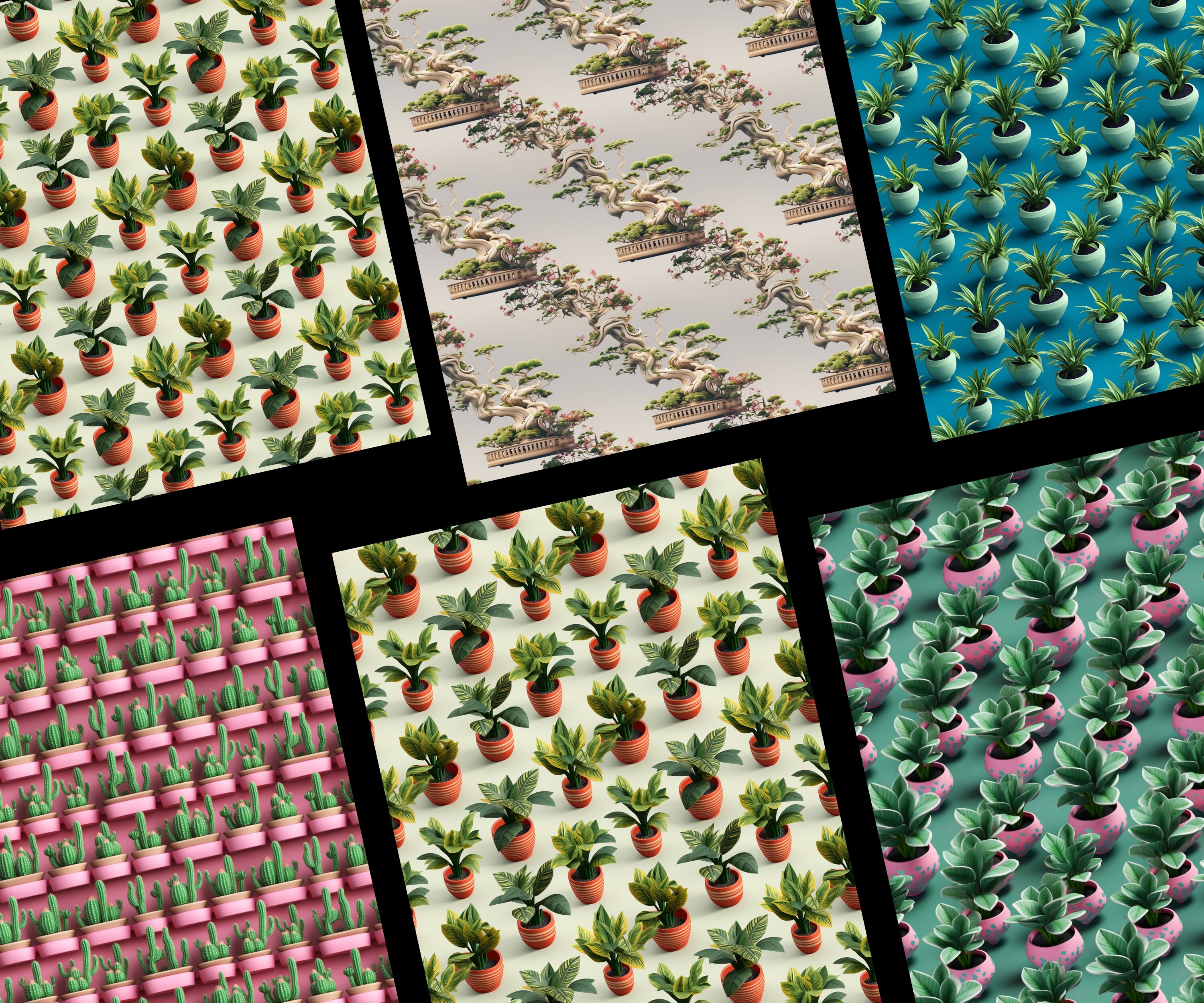 3D Plants Patterns 20 Potted Plants Seamless Digital Papers - Etsy