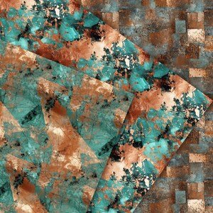 Copper and Teal Digital Paper, 20 Seamless Patterns Distressed Grunge ...