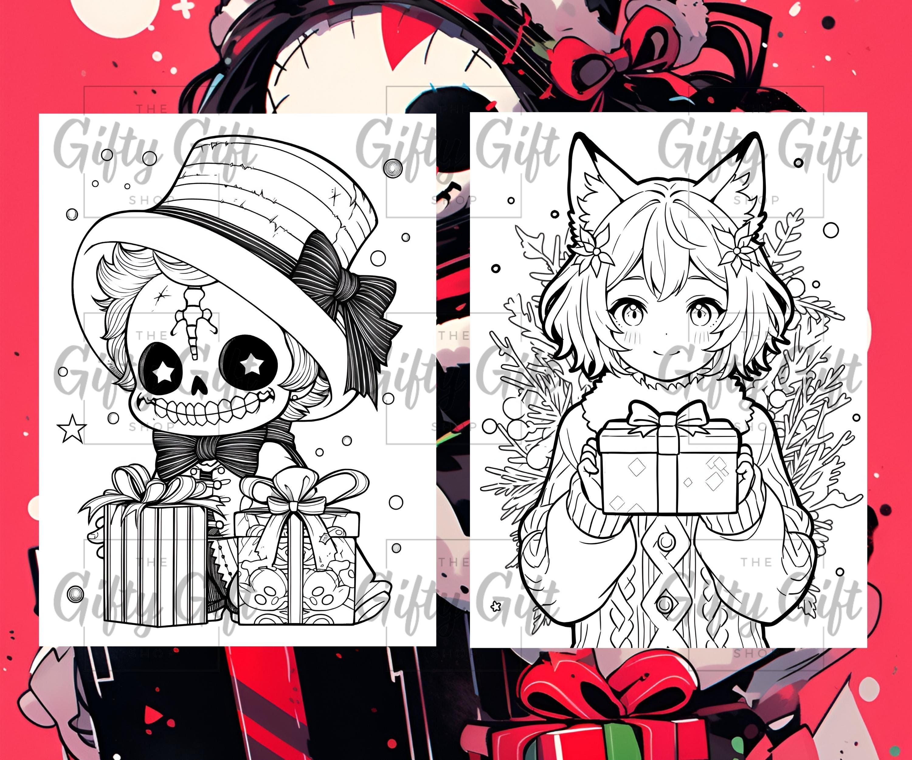 Creepy Kawaii Christmas Colouring Book, 40 Festive Colouring Pages ...