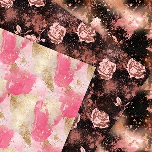 Rose Gold and Blush Pink Digital Papers, 20 Textured Seamless Patterns ...