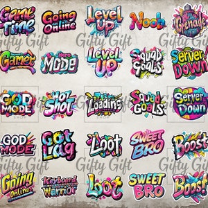 Gamer Sticker Pack, 50 Gamer Themed Digital Stickers, Transparent PNG ...