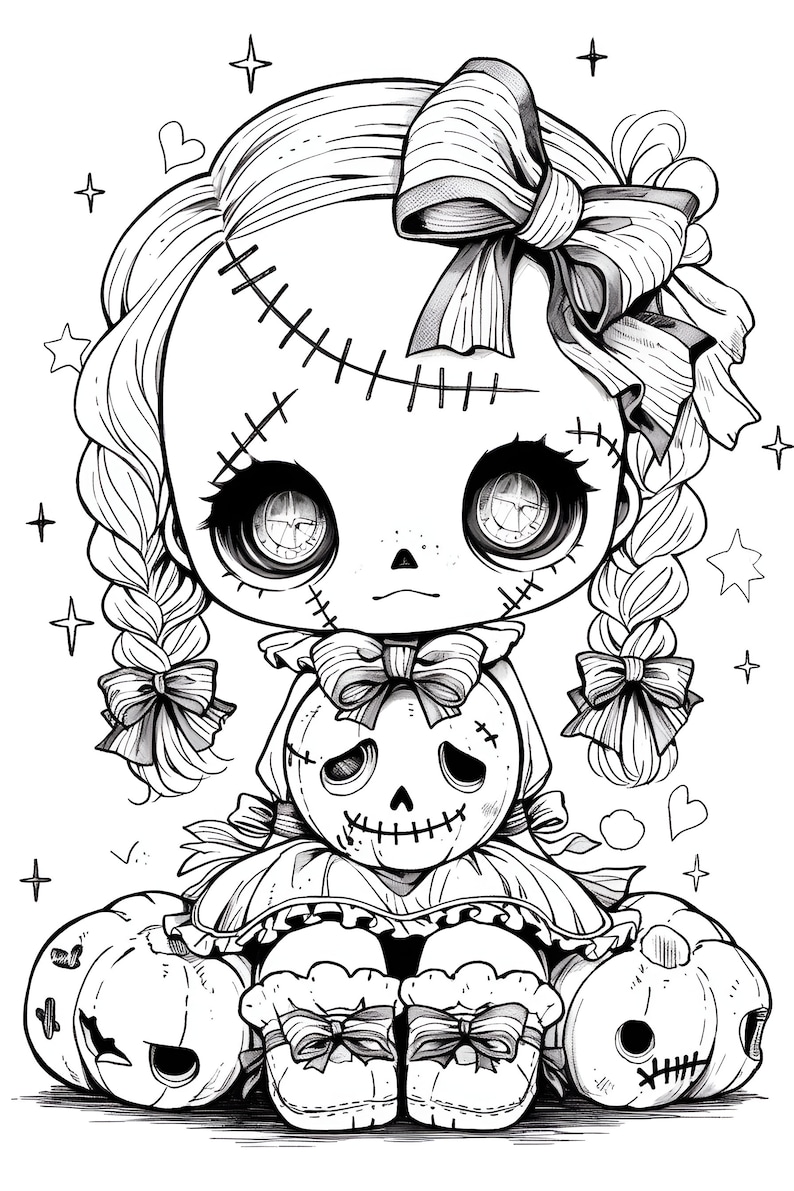 Gothic Kawaii Colouring Pages for Adults 50 Kawaii and Anime - Etsy