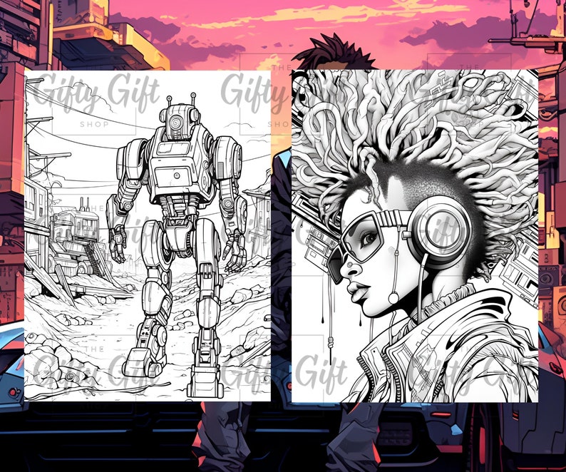 Cyberpunk Colouring Book, 40 Printable Colouring Pages for Adults and ...