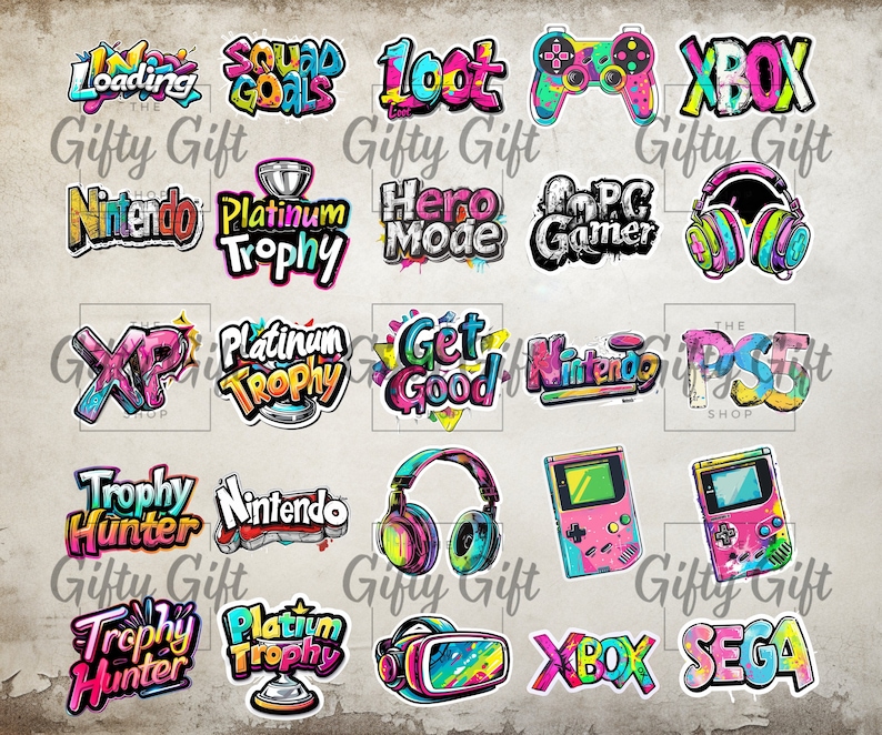 Gamer Sticker Pack, 50 Gamer Themed Digital Stickers, Transparent PNG ...
