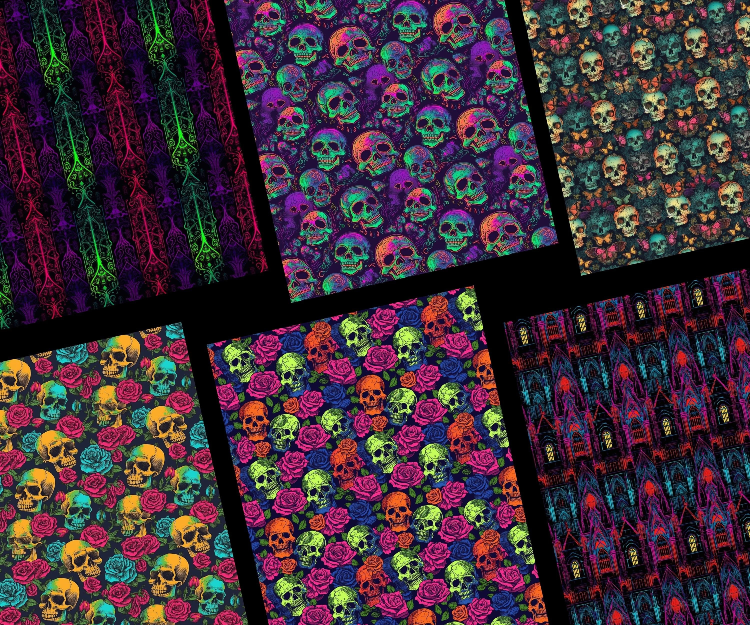 Vibrant Gothic Seamless Patterns, 20 Gothic Digital Papers in Vibrant ...