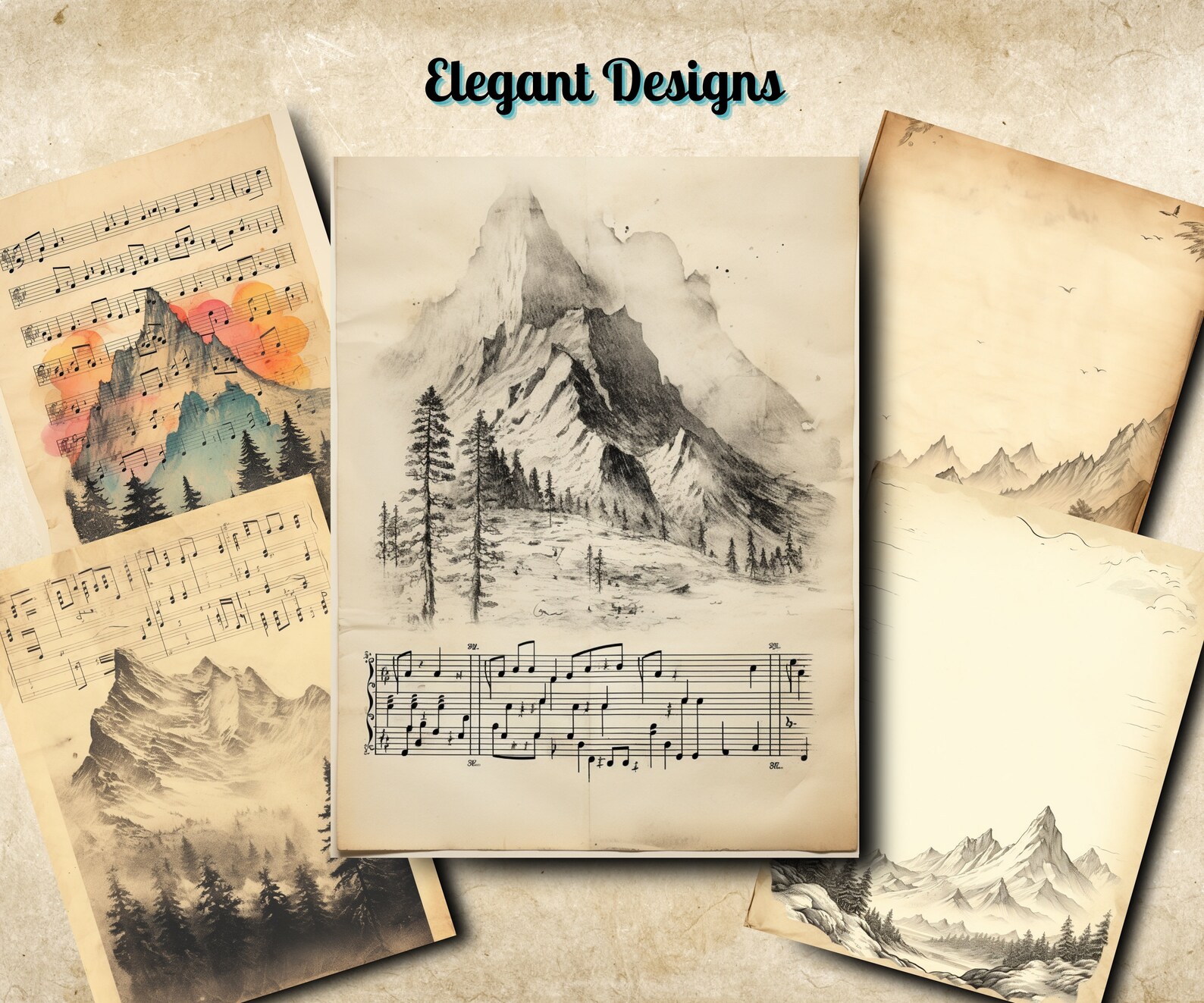 Mountain Junk Journal Pages, Vintage Scrapbooking Ephemera, 40 ...
