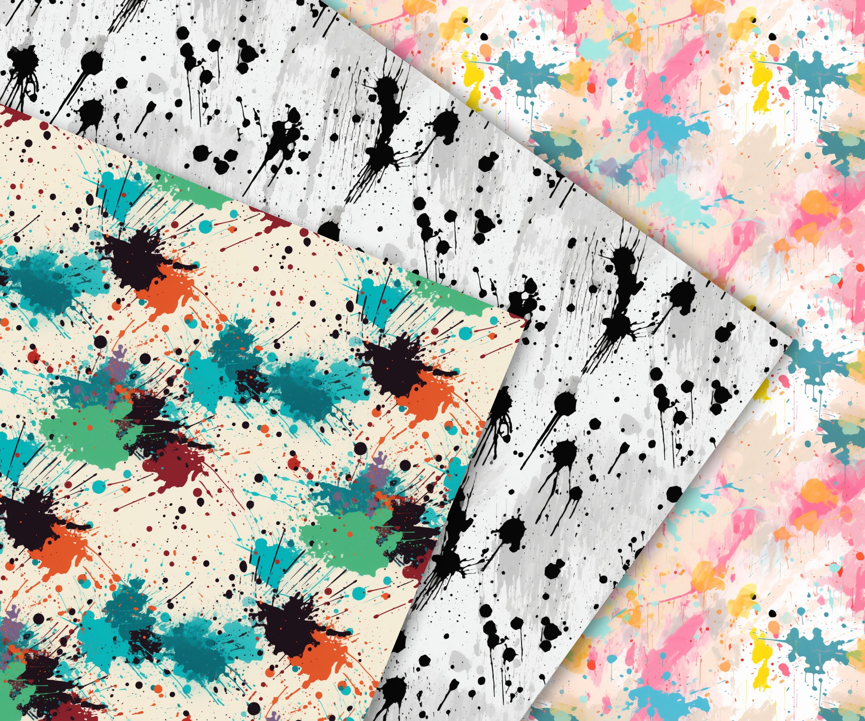 Paint Splatter Patterns 20 Colourful Paint Seamless Digital - Etsy