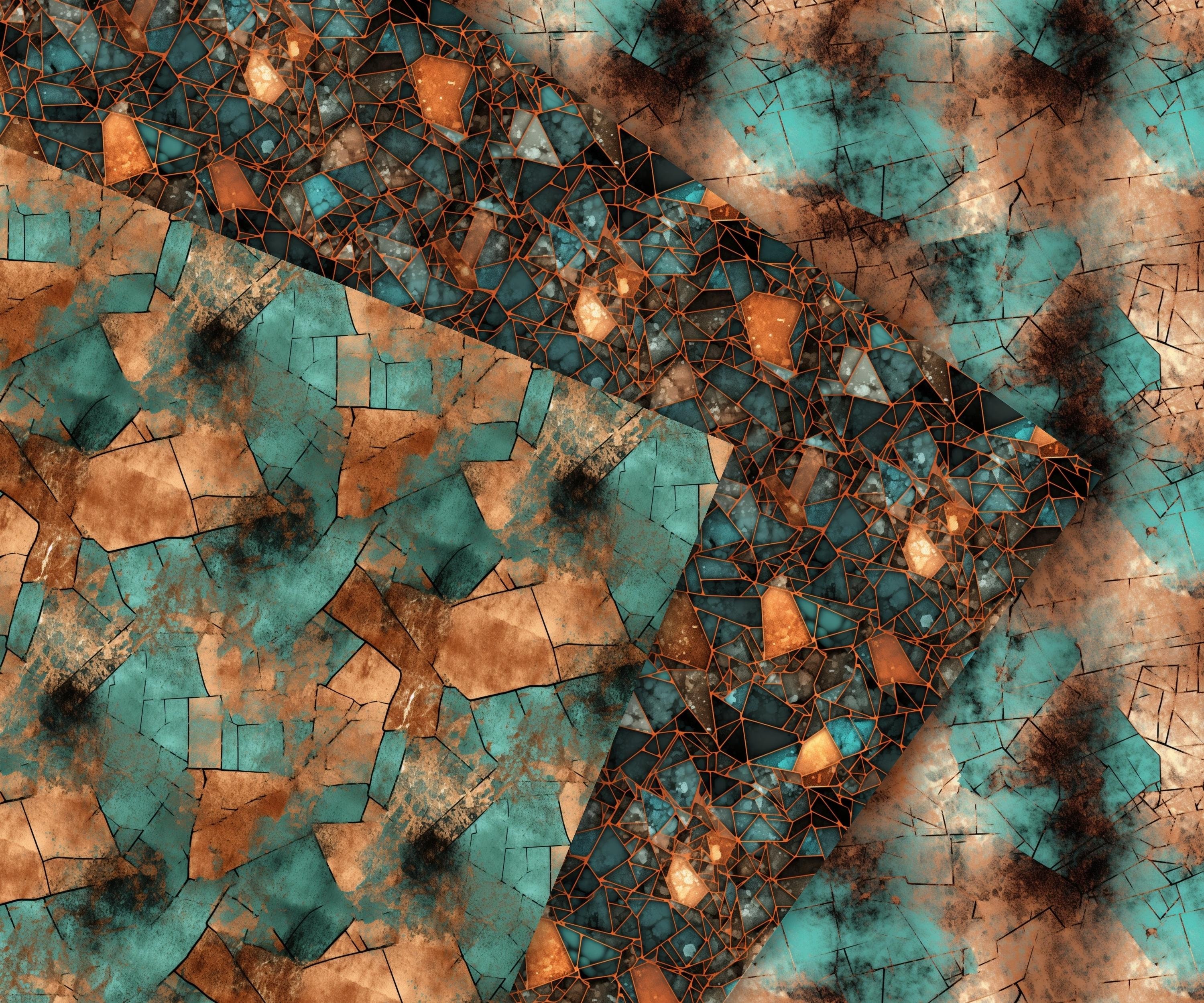 Copper and Teal Digital Paper, 20 Seamless Patterns Distressed Grunge ...