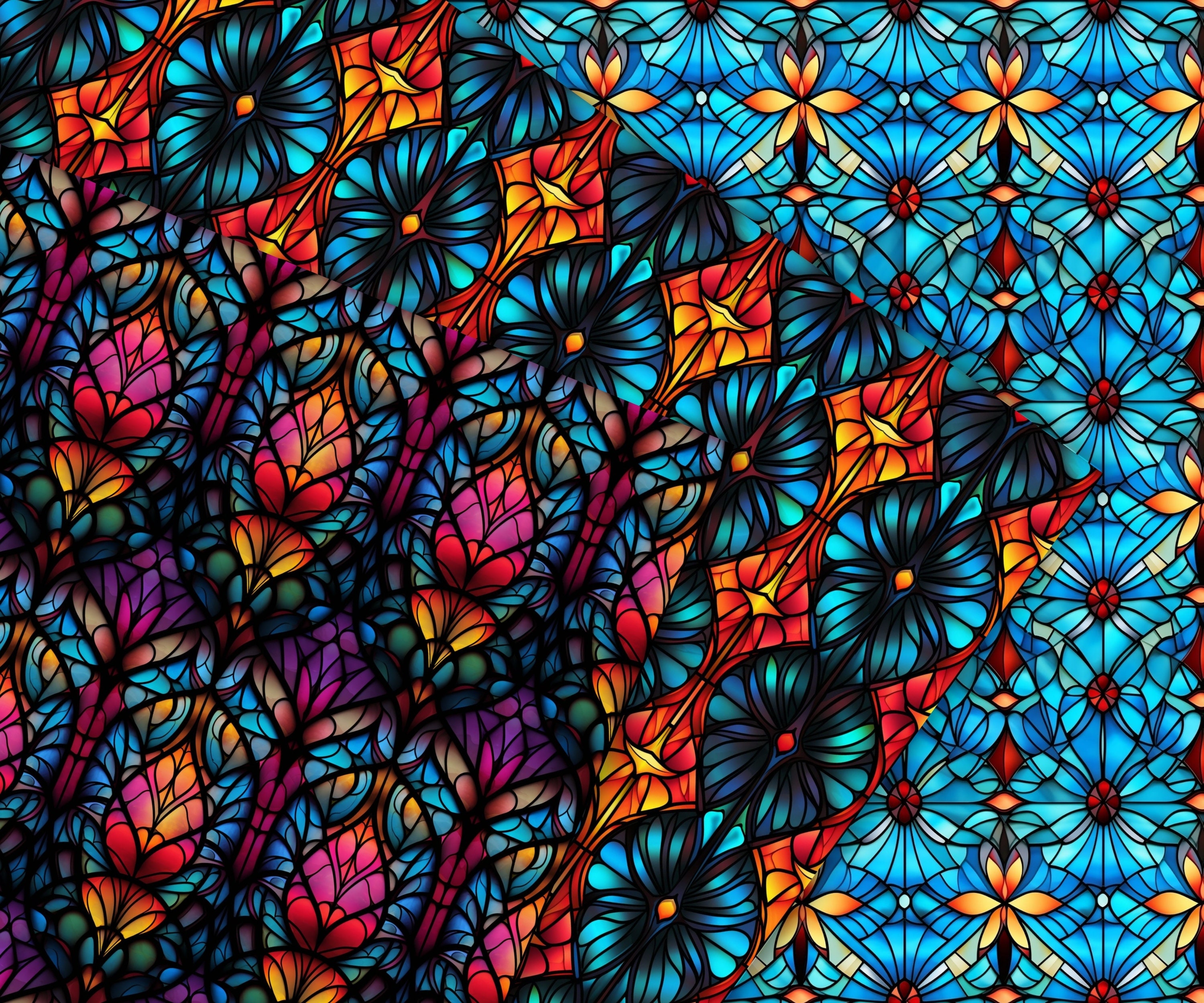 Stained Glass Patterns, 30 Seamless Stained Glass Digital Papers ...
