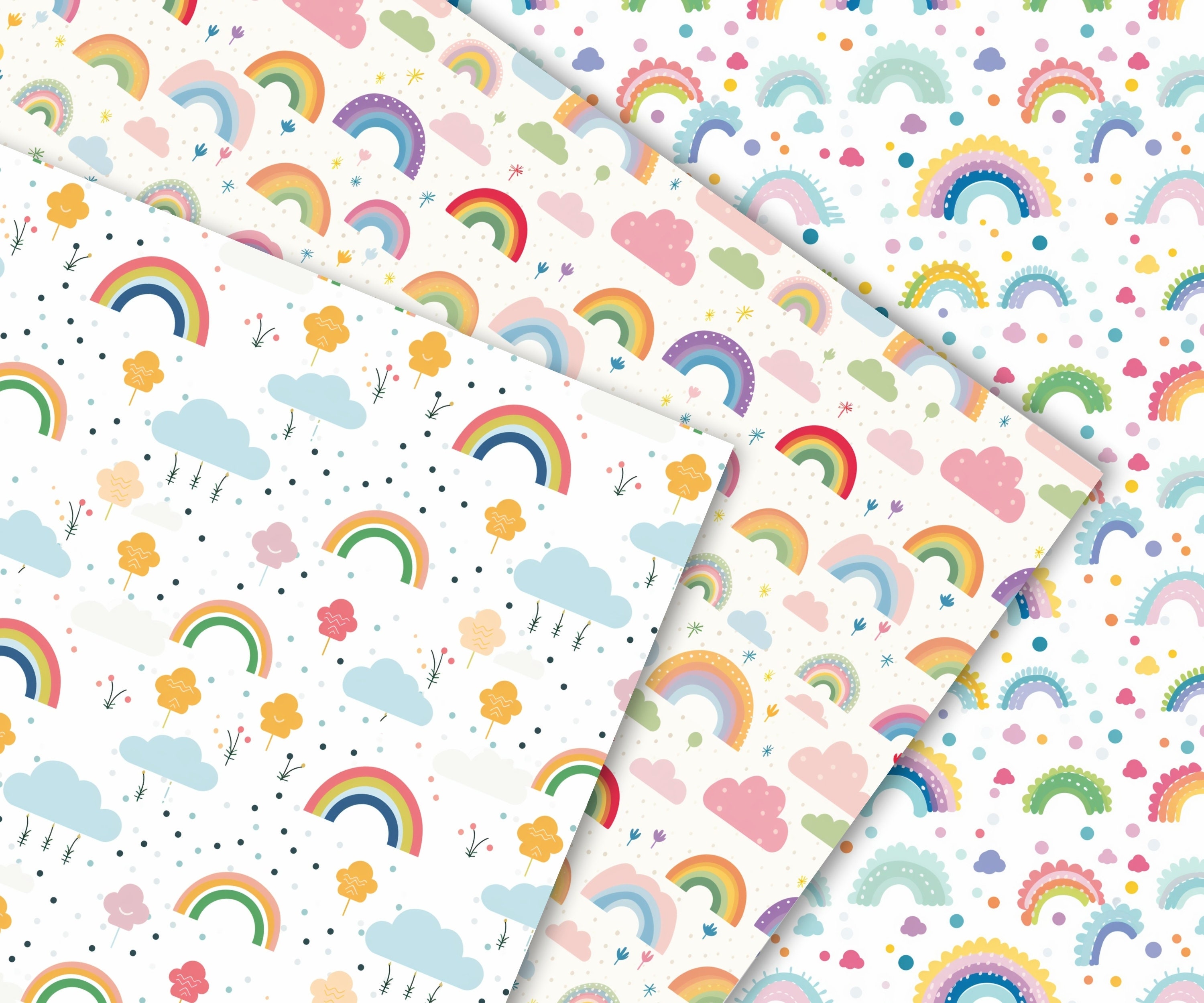 Rainbow Patterns, 20 Seamless Colourful Rainbow Digital Papers, Instant ...