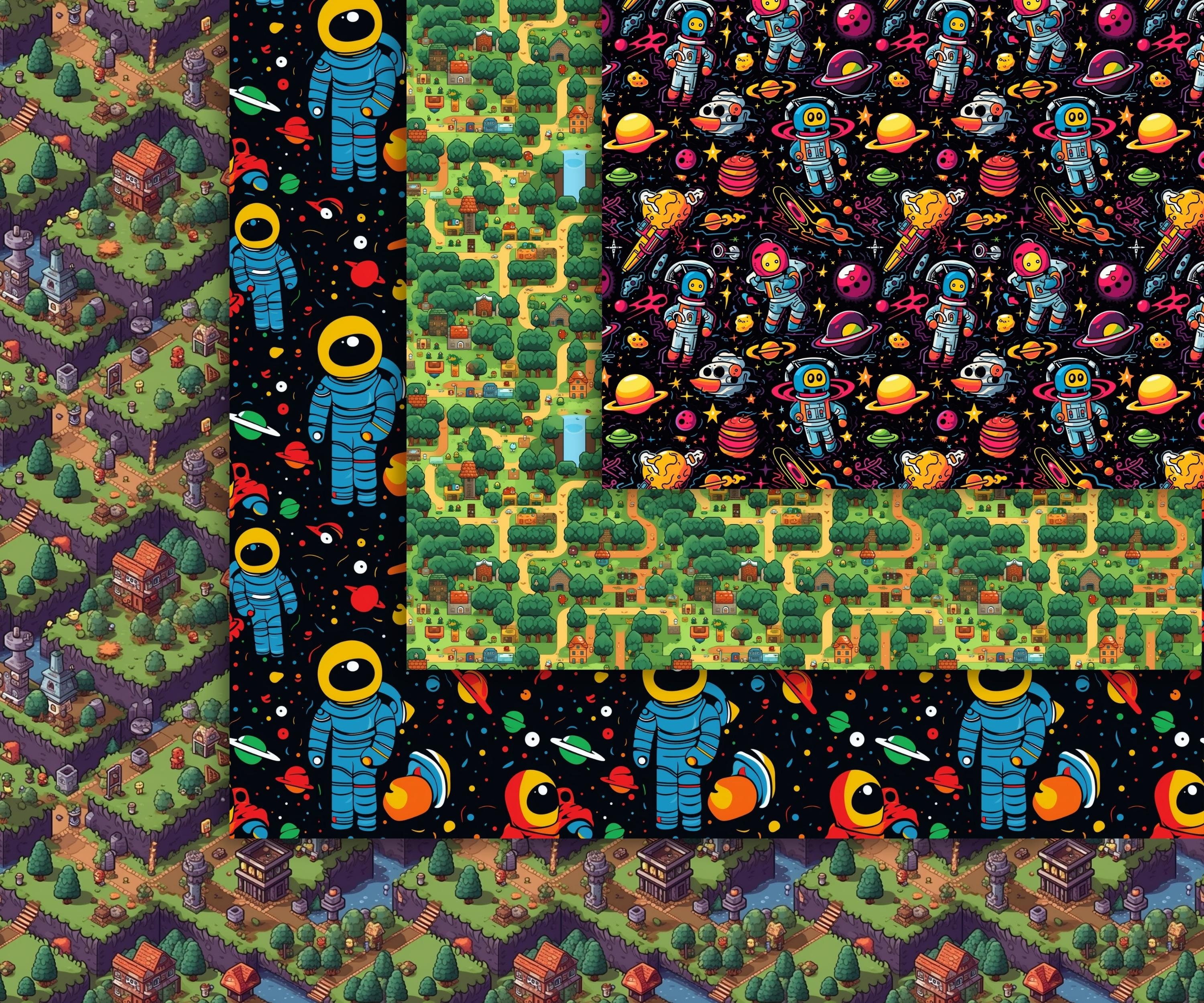 Game Room Patterns, 20 Videogame Themed Seamless Digital Papers ...