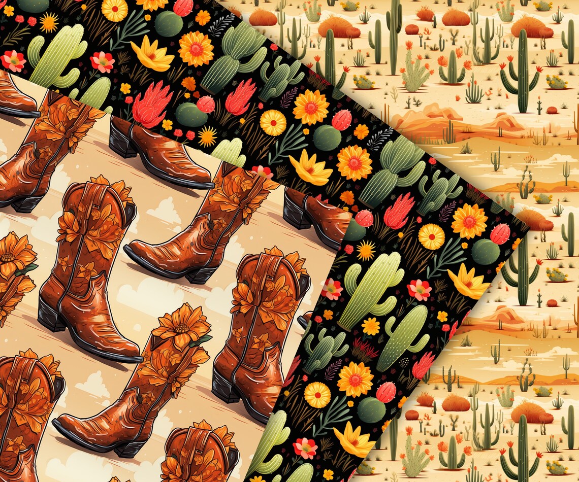 Wild West Patterns, 25 Western Themed Seamless Digital Papers, Instant ...