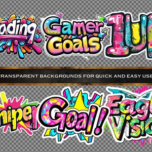 Gamer Sticker Pack, 50 Graffiti Themed Digital Stickers, Transparent ...