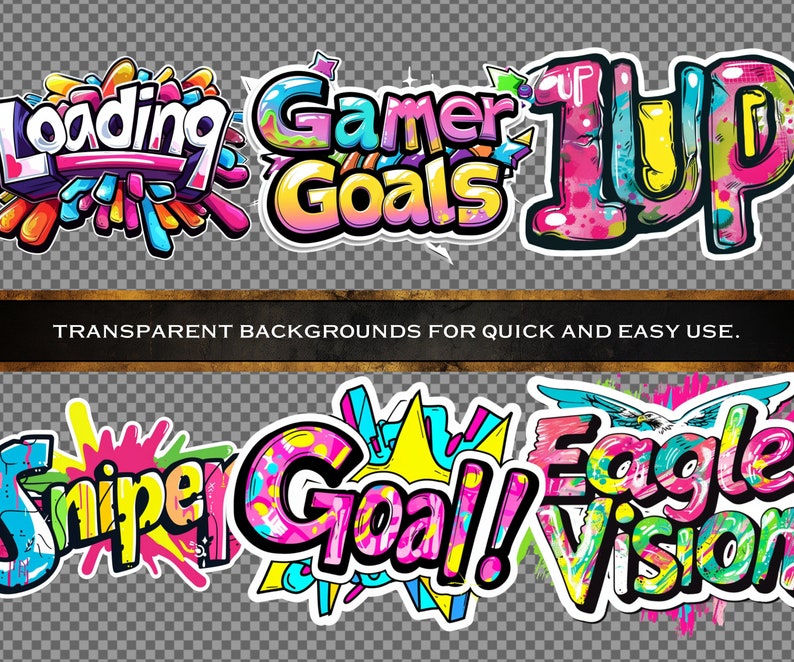 Gamer Sticker Pack, 50 Graffiti Themed Digital Stickers, Transparent ...