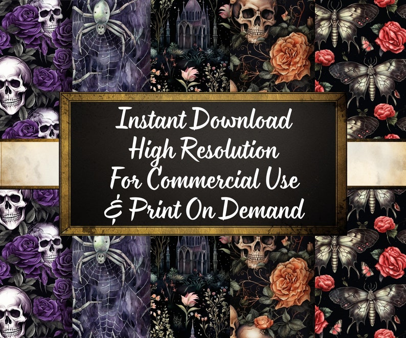 Watercolour Gothic Digital Paper, 25 Seamless Gothic Patterns in Watercolour, Instant Download ...