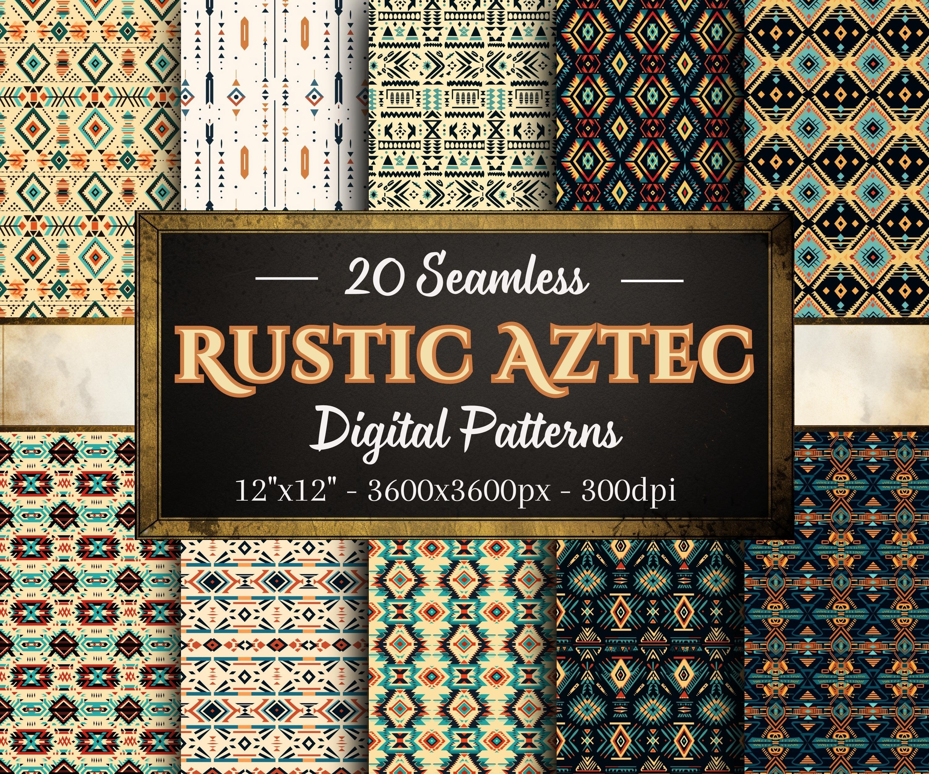 Aztec Patterns, 20 Rustic Aztec Seamless Digital Papers, Instant ...
