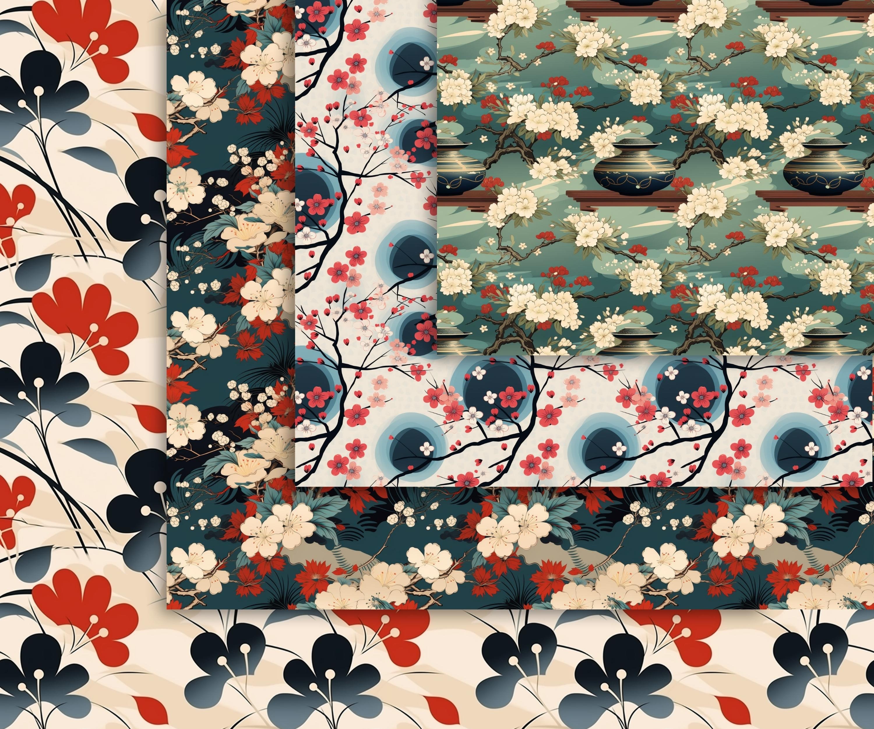 Japanese Digital Paper, 20 Seamless Patterns of Traditional Japanese ...