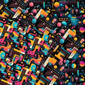 Neon Arcade Seamless Patterns, 20 Retro Arcade Digital Papers, Instant ...