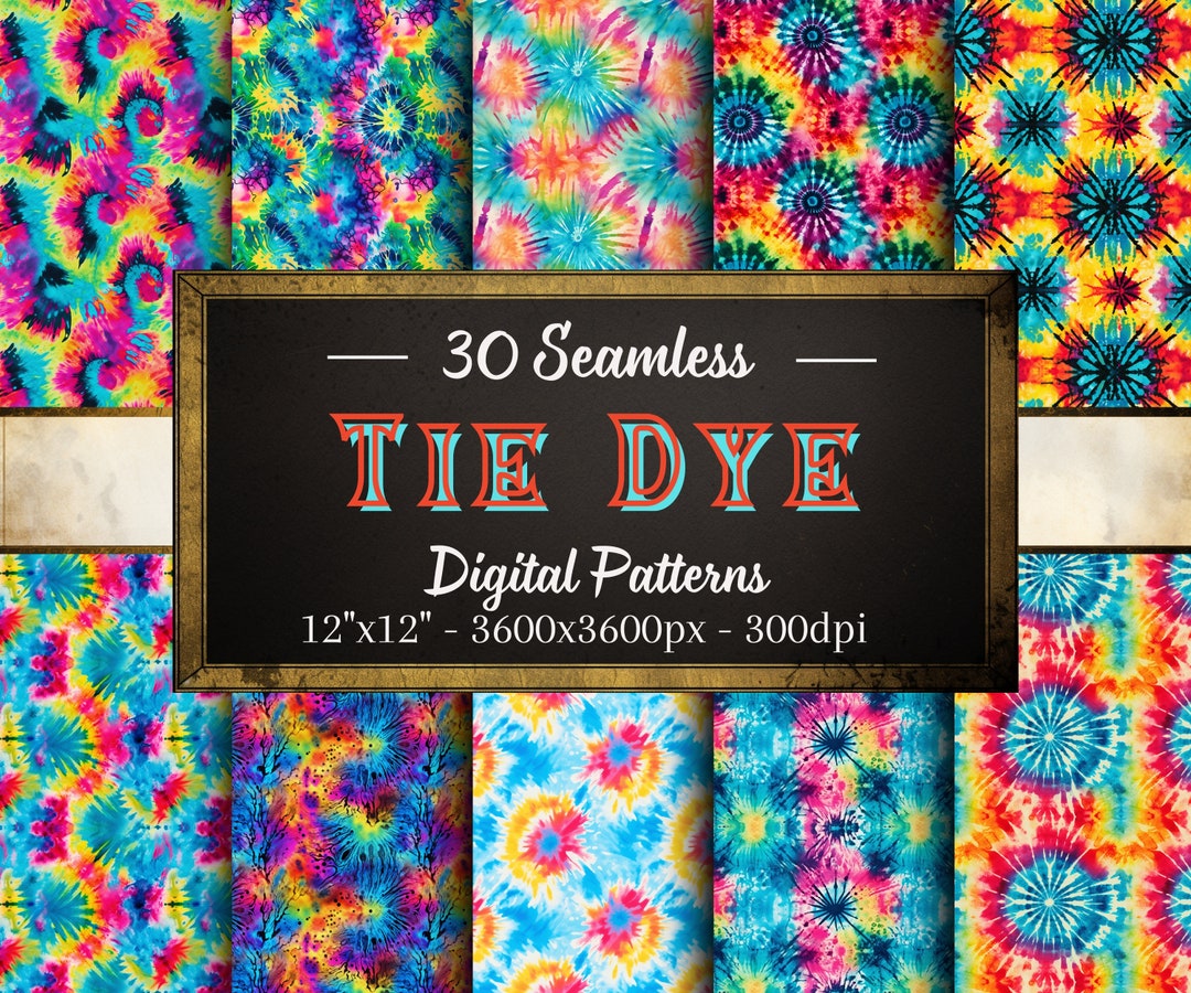 Tie Dye Patterns, 30 Retro Tie Dye Seamless Digital Papers, Instant ...
