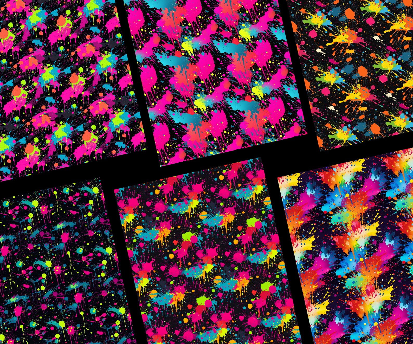 Paint Splatter Patterns, 20 Vibrant Paint Seamless Digital Papers ...