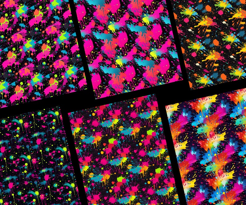 Paint Splatter Patterns, 20 Vibrant Paint Seamless Digital Papers ...