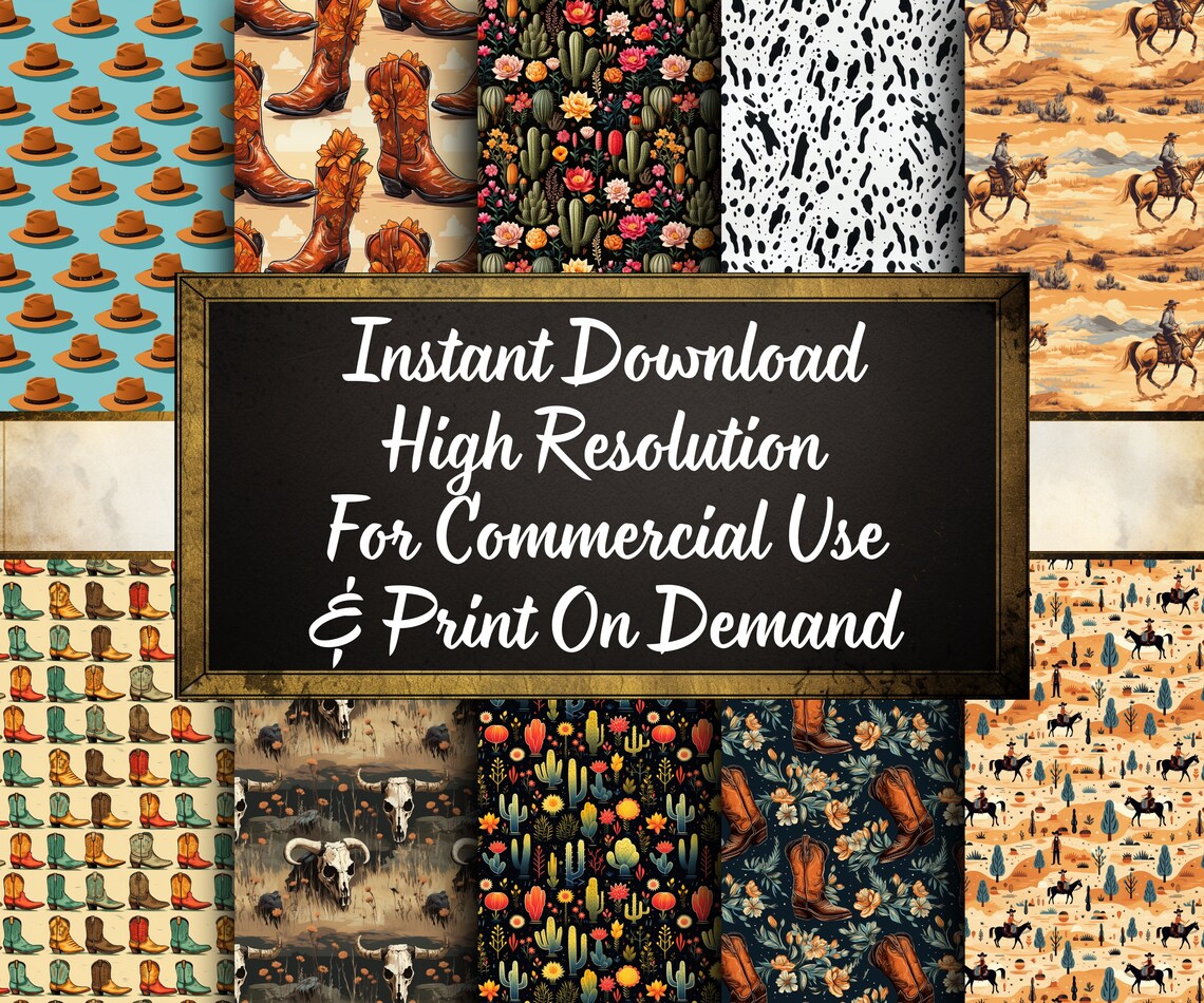 Wild West Patterns, 25 Western Themed Seamless Digital Papers, Instant ...