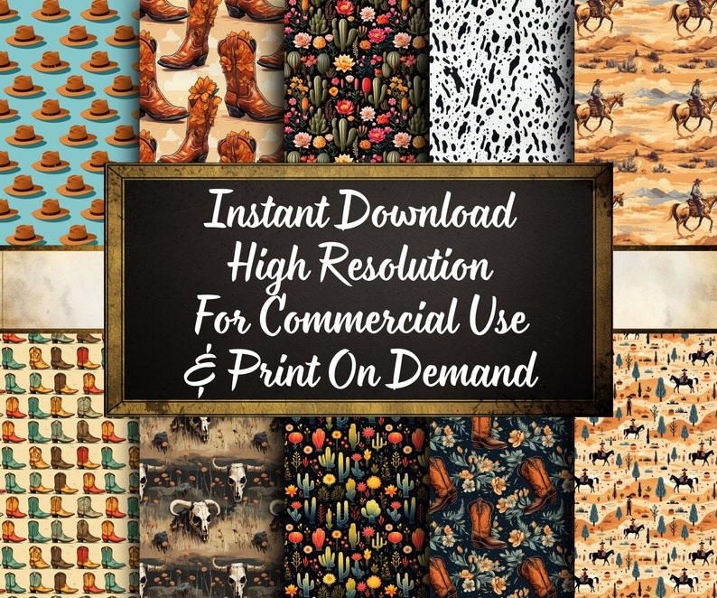 Wild West Patterns, 25 Western Themed Seamless Digital Papers, Instant ...