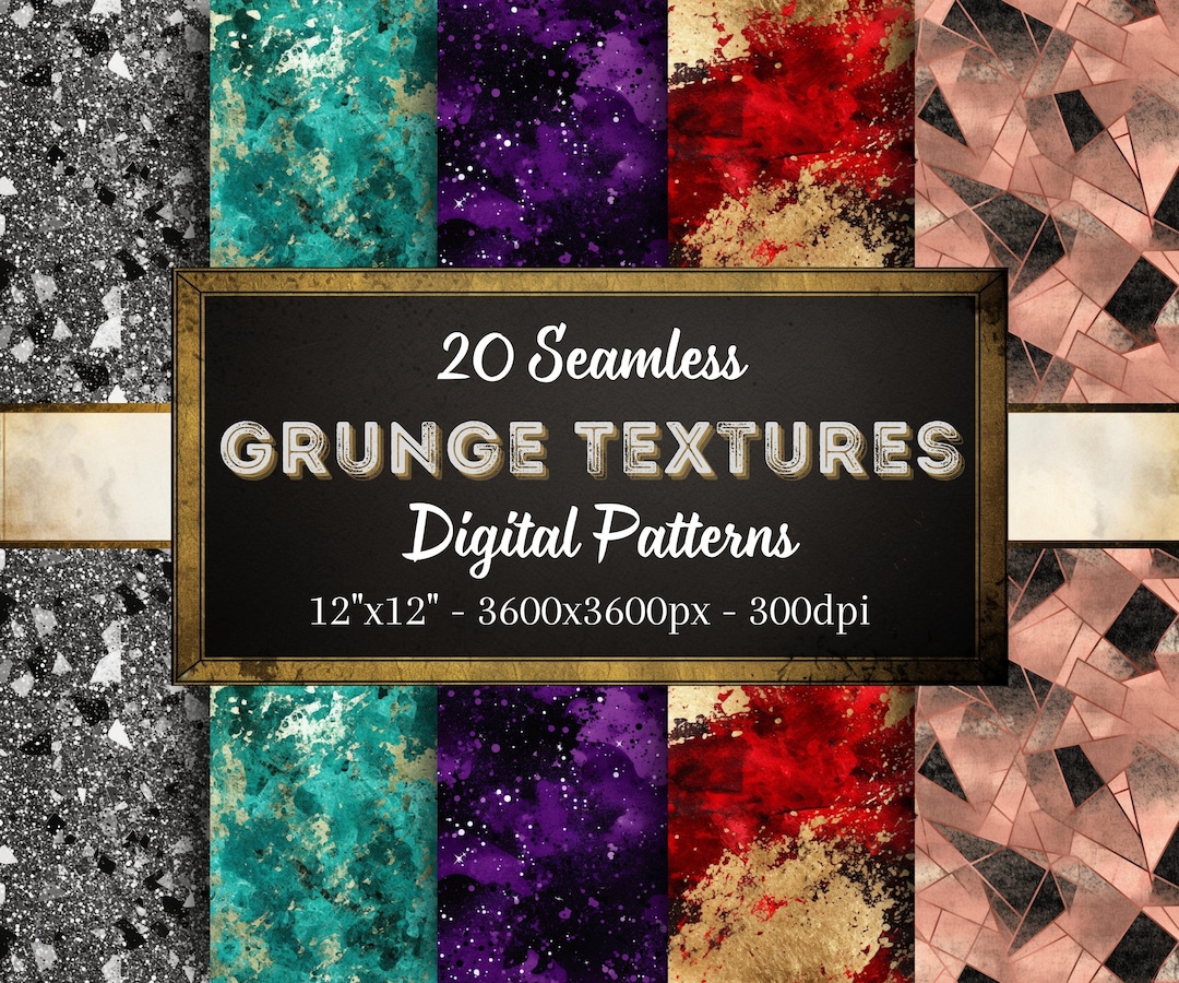 Grunge Textures Digital Paper, 20 Seamless Patterns in a Variety of ...