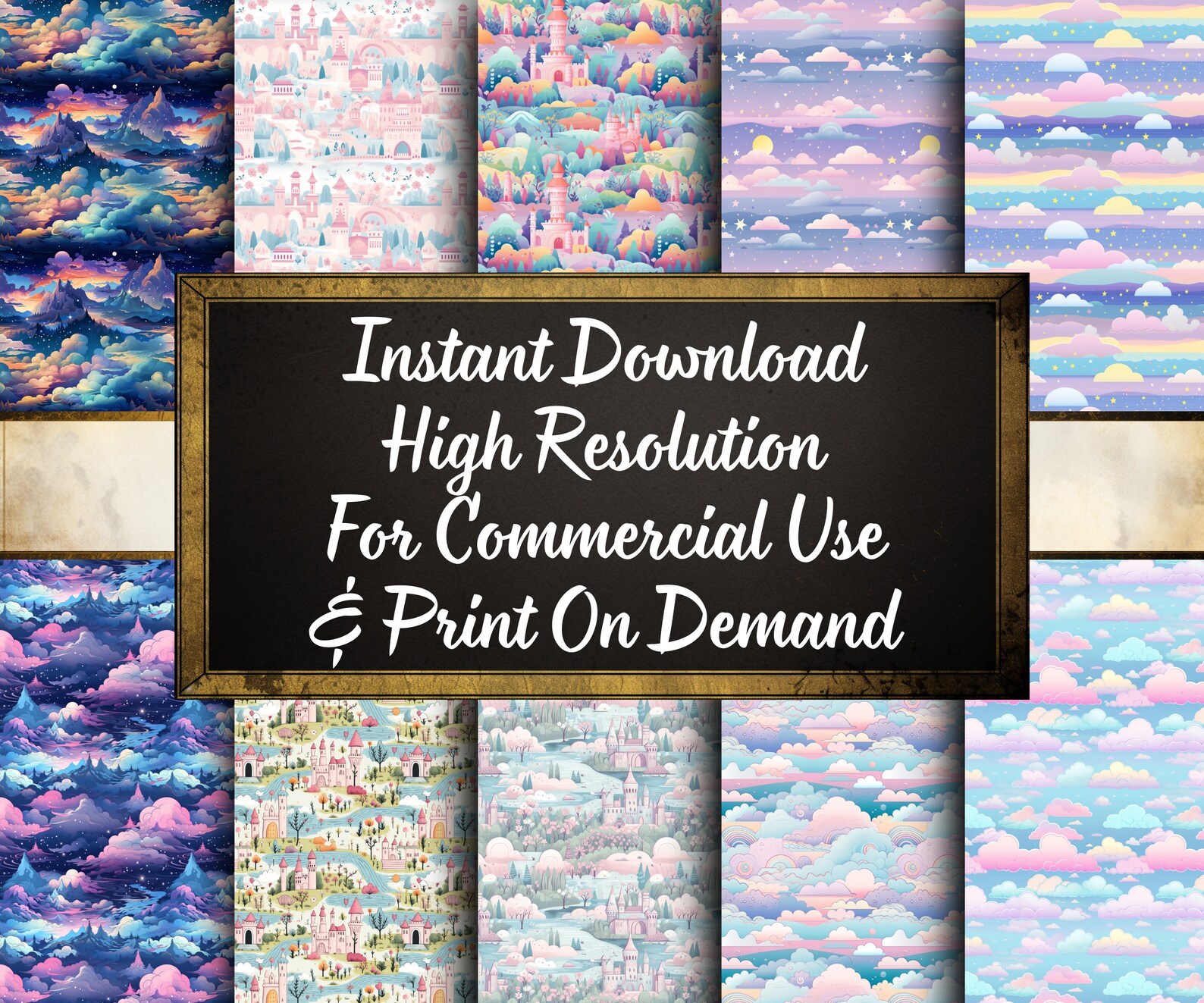 Pastel Dreams Patterns, 20 Pastel Fantasy Seamless Digital Papers ...
