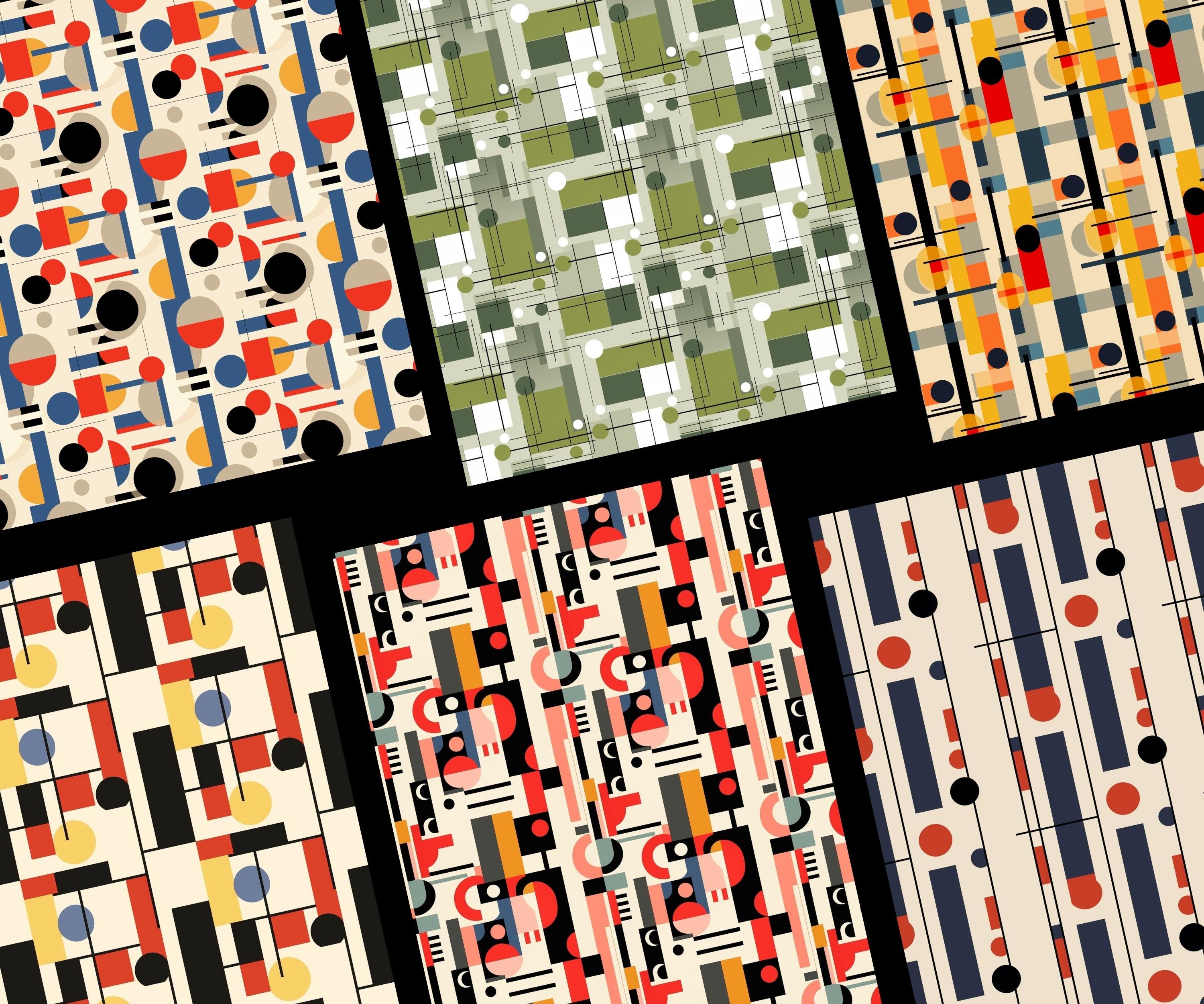 Bauhaus Patterns, 22 Retro Bauhaus Seamless Digital Papers, Instant ...