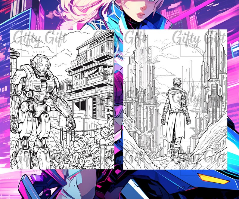 Cyberpunk Colouring Book, 40 Printable Colouring Pages for Adults and ...