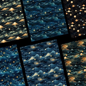 Celestial Dream Patterns, 20 Cosmic Sky Seamless Digital Papers, Instant Download, Personal ...