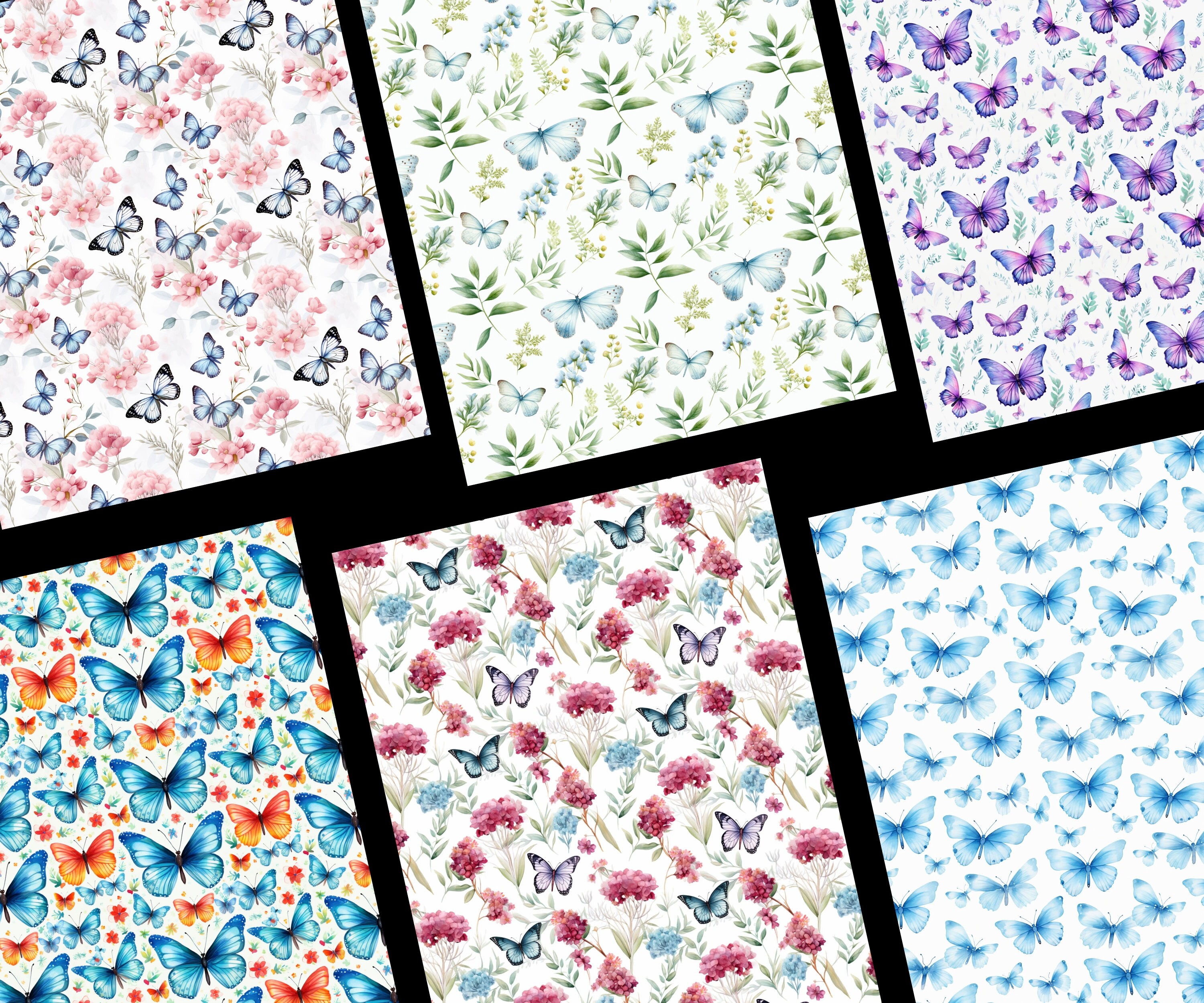 Watercolour Butterfly Patterns, 20 Butterfly Seamless Digital Papers ...