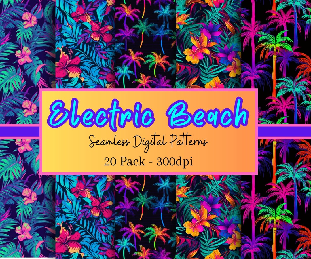 Hawaiian Shirt Seamless Patterns, 20 Digital Papers of Vibrant Tropical ...