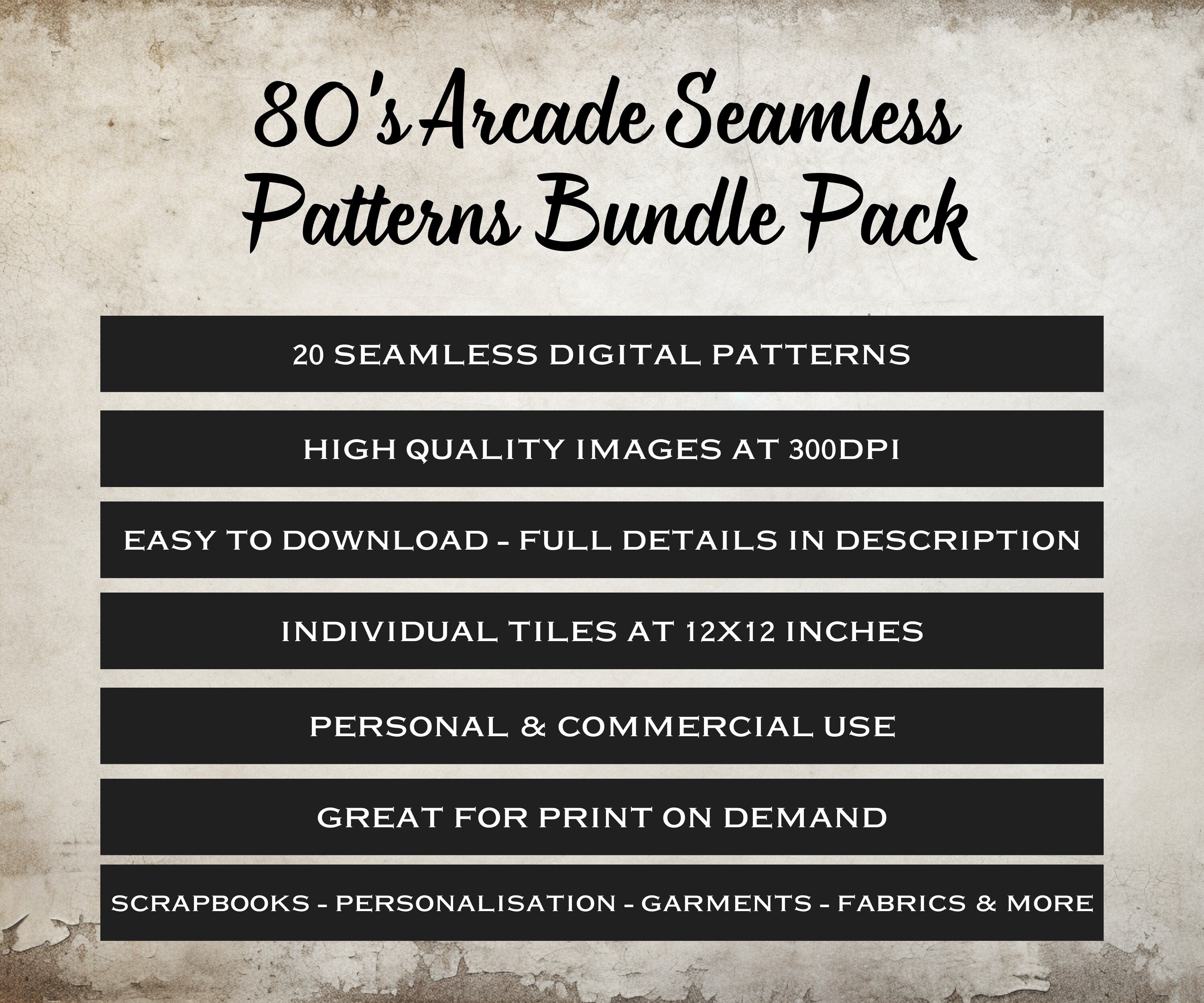 Retro Arcade Patterns, 20 Seamless Digital Papers, Classic Arcade ...