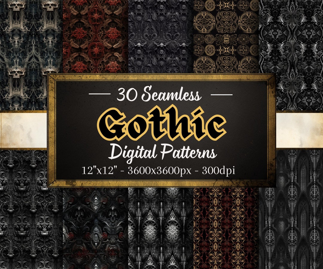 Gothic Patterns, 30 Gothic Themed Seamless Digital Papers, Instant ...