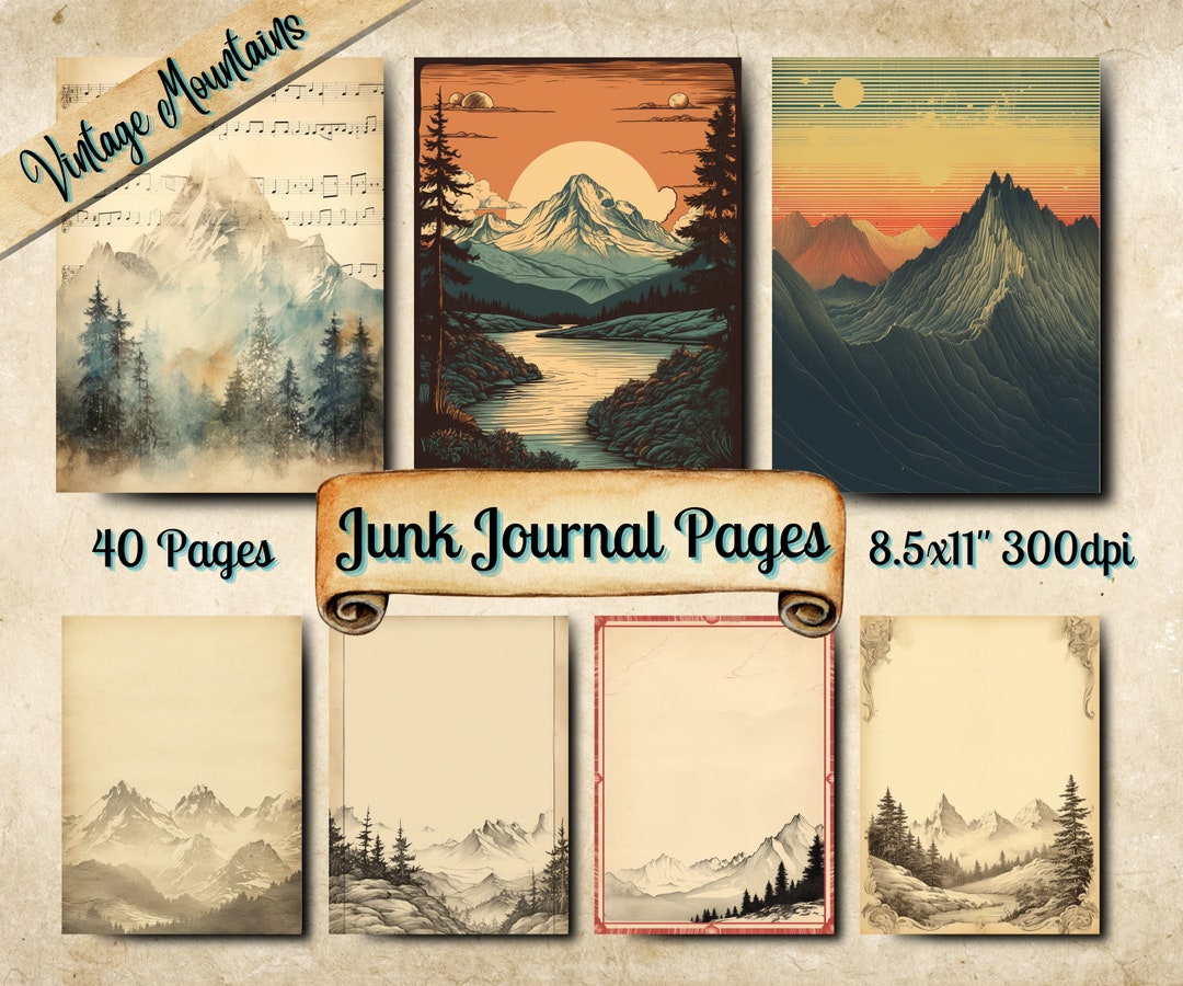 Mountain Junk Journal Pages, Vintage Scrapbooking Ephemera, 40 ...