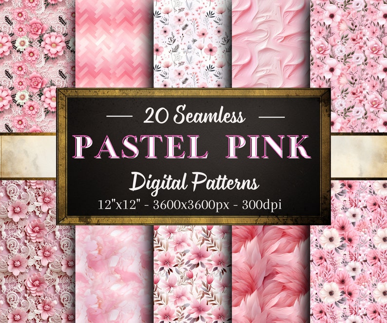 Pastel Pink Patterns, 20 Elegant Pastel Pink Seamless Digital Papers ...