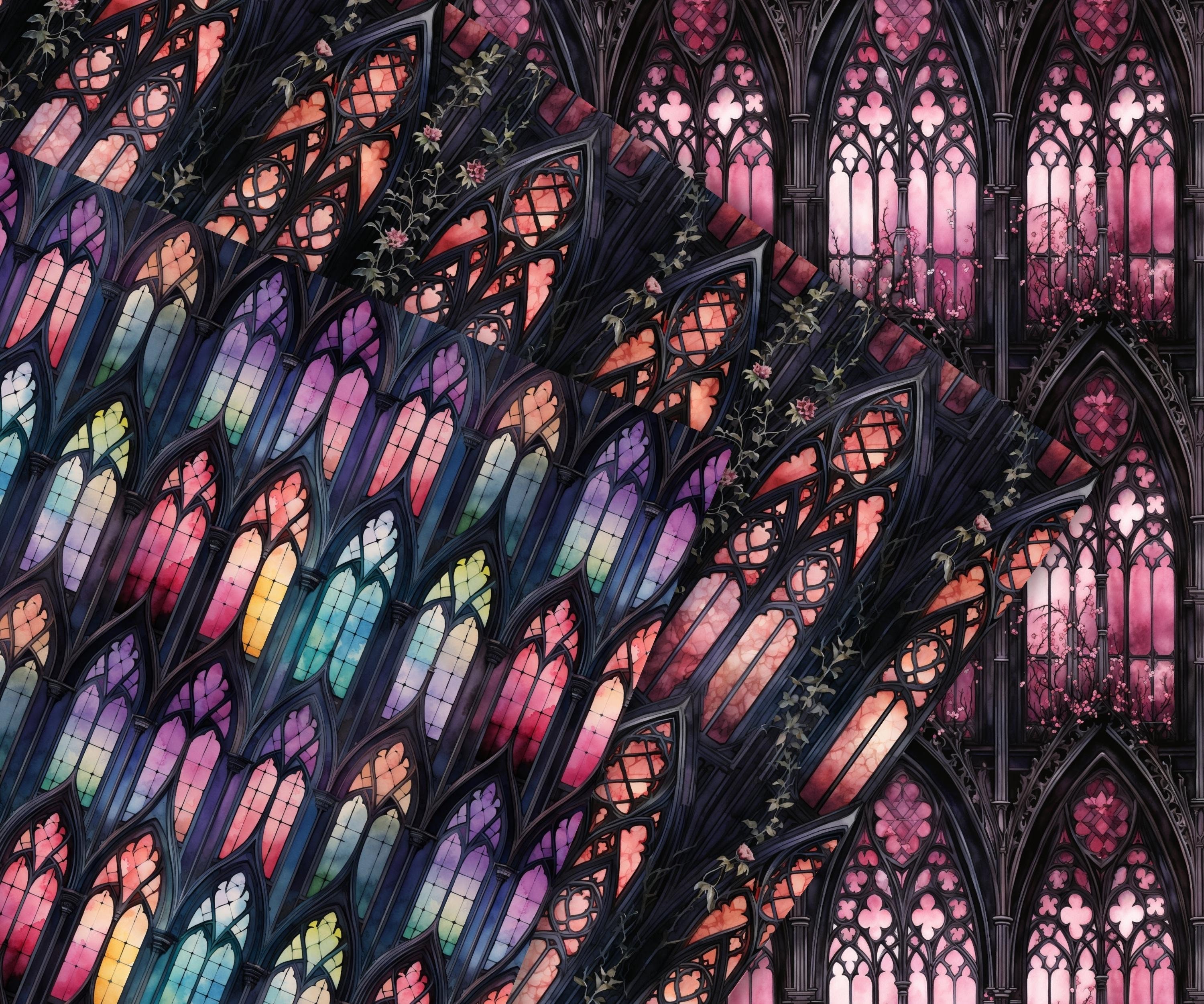 Watercolour Gothic Digital Paper, 20 Seamless Gothic Patterns in ...