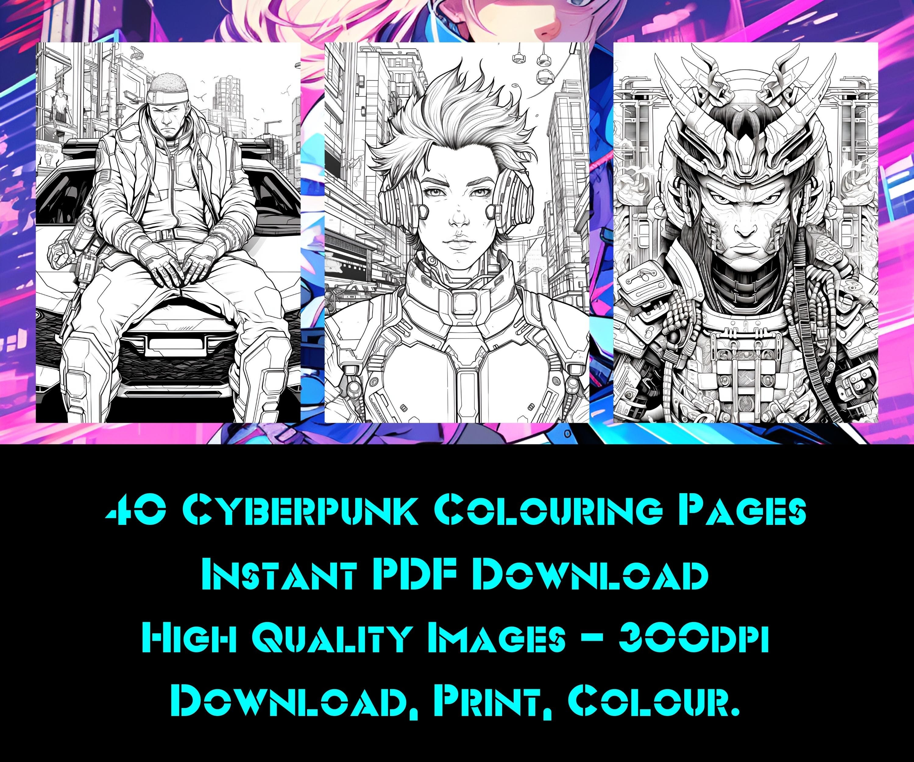 Cyberpunk Colouring Book, 40 Printable Colouring Pages for Adults and ...